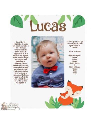 Photo frame with meaning first name for child