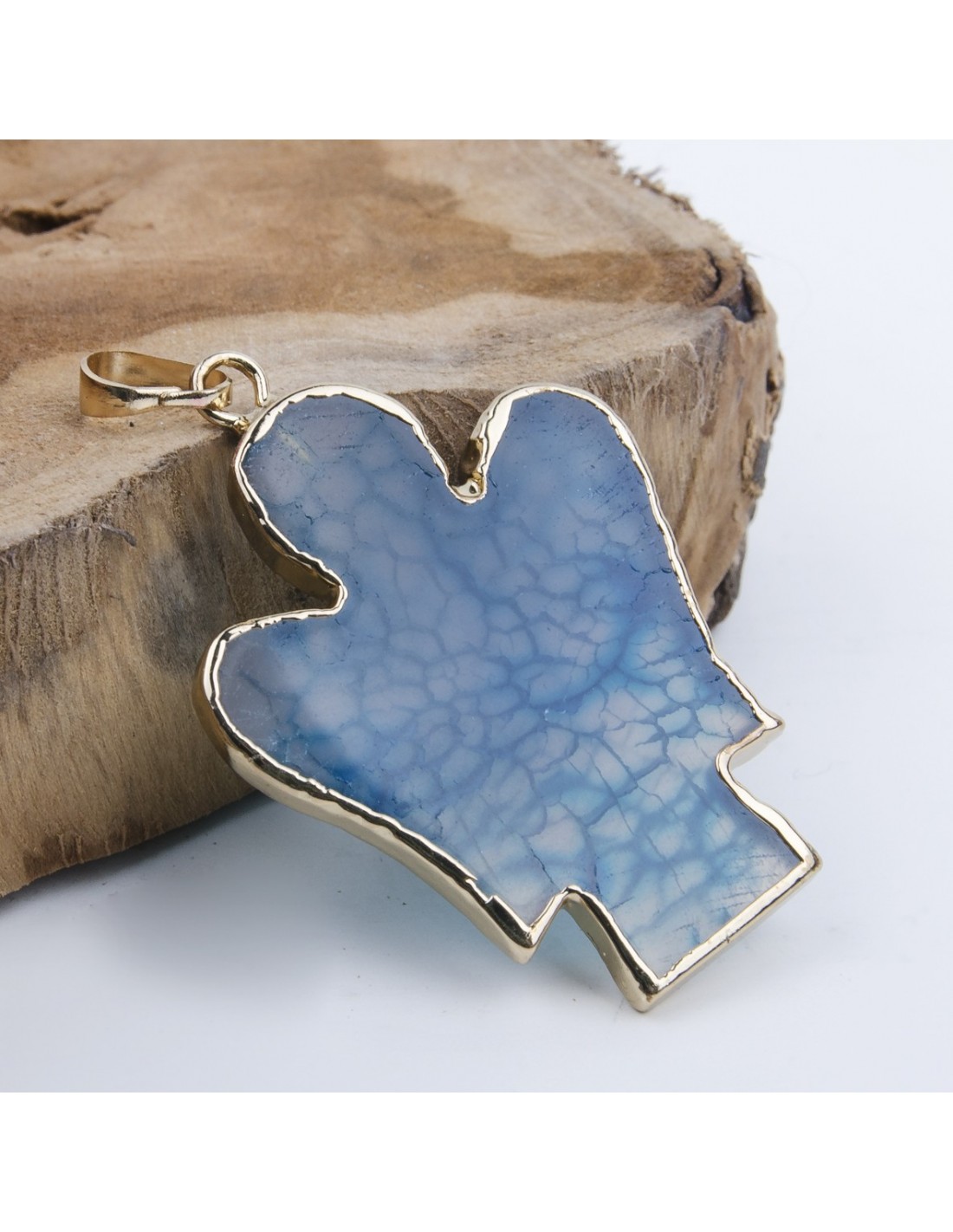Angel in agate stone and gold plated, pretty fashion pendant and gold ...