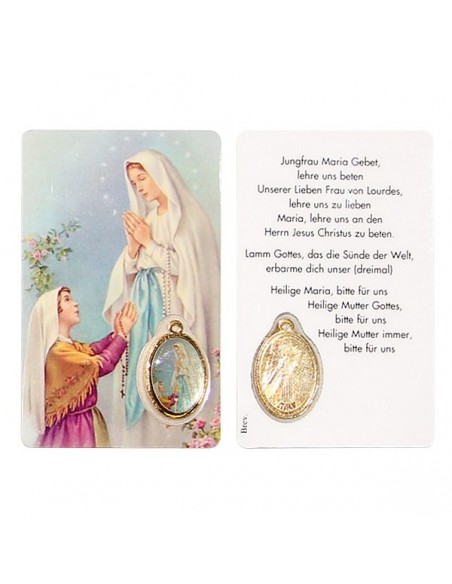 Medal card to Our Lady of Lourdes - prayer