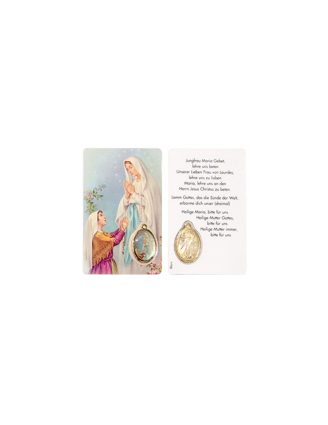Medal card to Our Lady of Lourdes - prayer