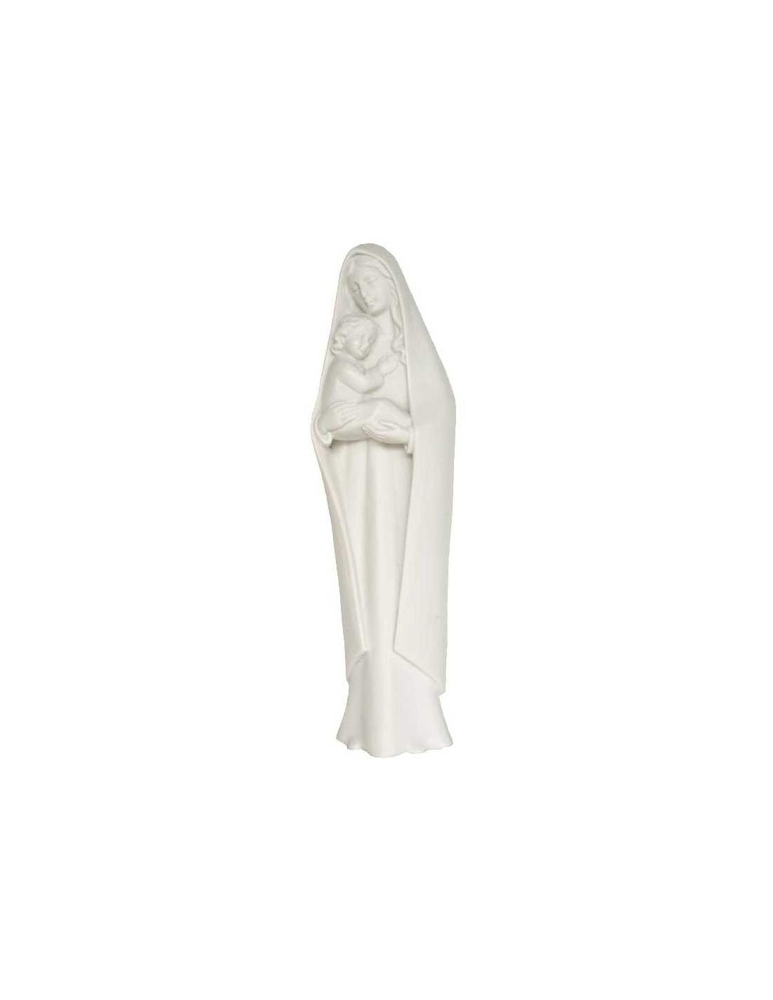 Statue Jungfrau Maria mit Kind Harz und Alabaster - 20 cm
