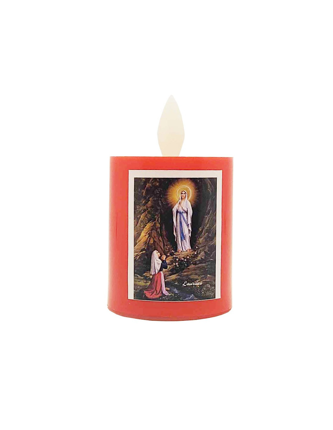 Red LED candle with flickering flame - Our Lady of Lourdes