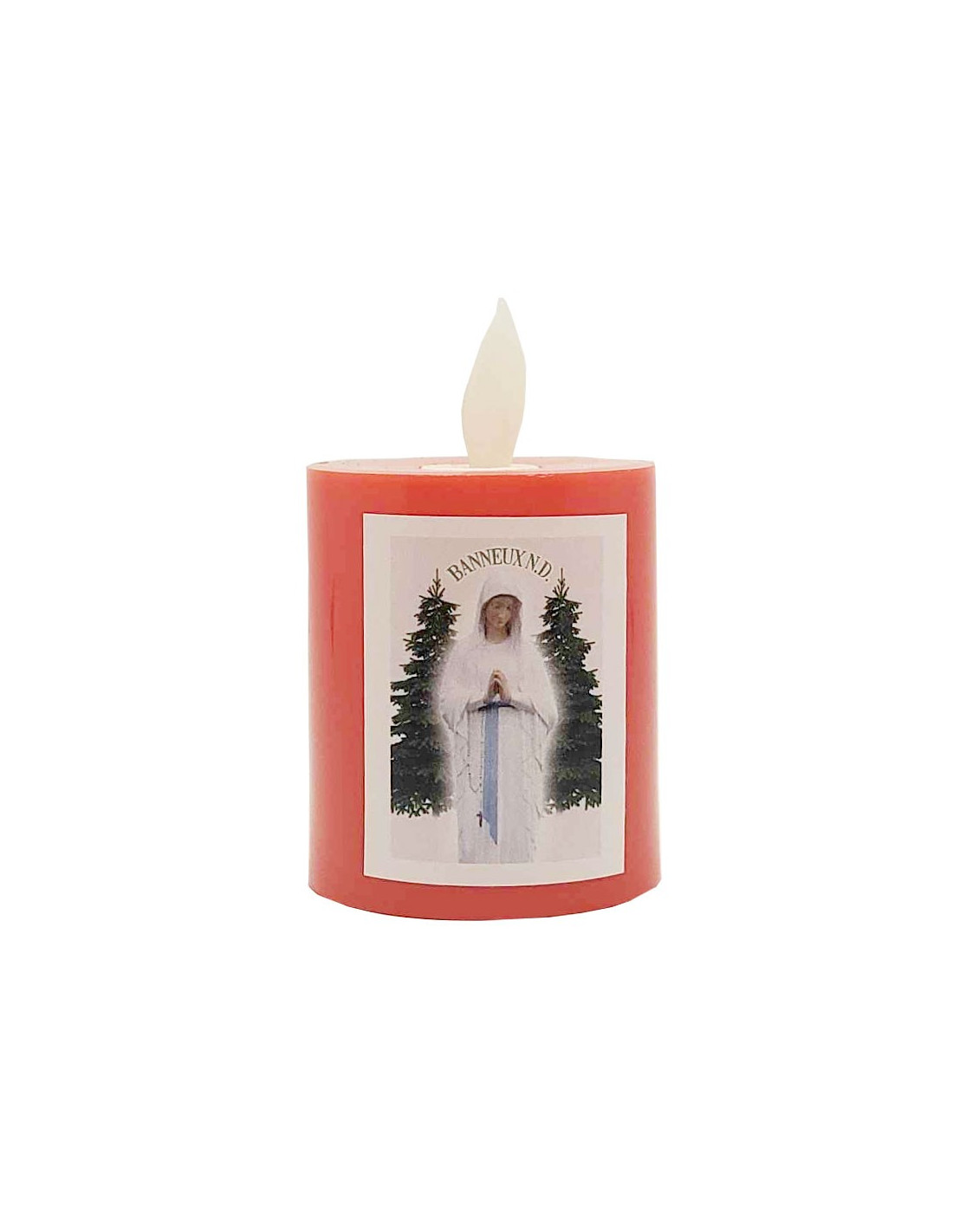 Red LED candle with flickering flame - Our Lady of Banneux