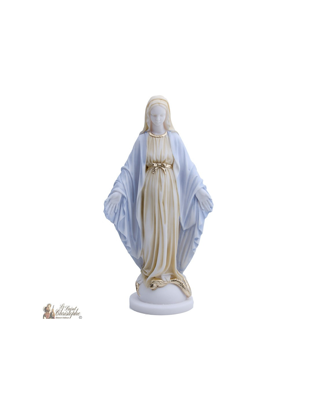 Gekleurd Wonderbaarlijk Maagdelijk beeld in albast - 17,5 cm